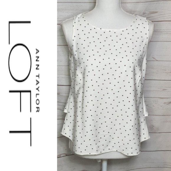 LOFT | Tops | Loft Polka Dot Print Button Back Layler Ruffle Tank ...
